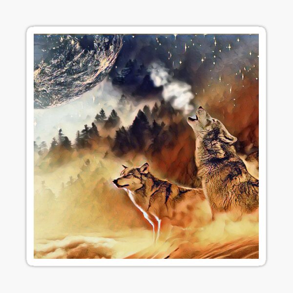 "HOWLING WOLF" Sticker for Sale by KatisDesign | Redbubble