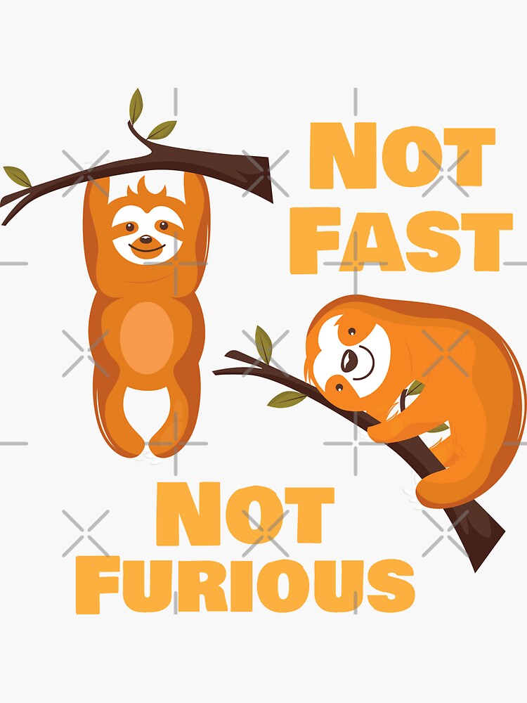 "Not Fast Not Furious Funny Cute Sloth Animals" Sticker for Sale by ...