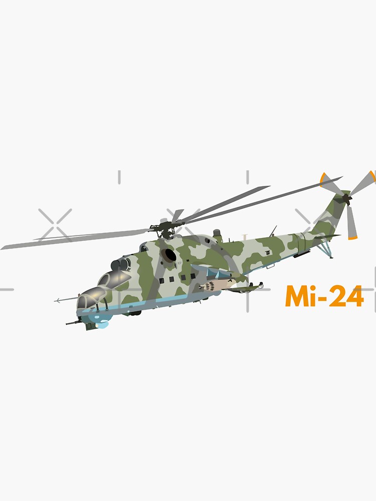 "Russian Soviet Attack Helicopter Mi-24" Sticker for Sale by NorseTech ...