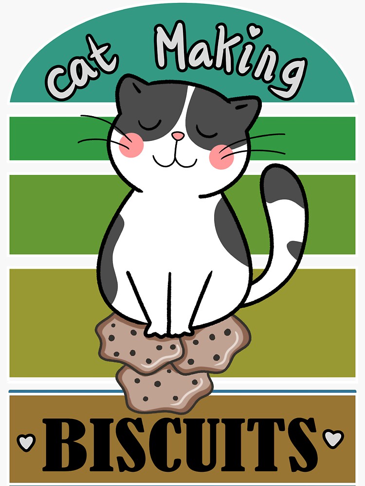 "Cat Making Biscuits" Sticker for Sale by fatannur47 | Redbubble