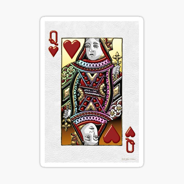 "Queen of Hearts over White Leather " Sticker for Sale by Serge ...