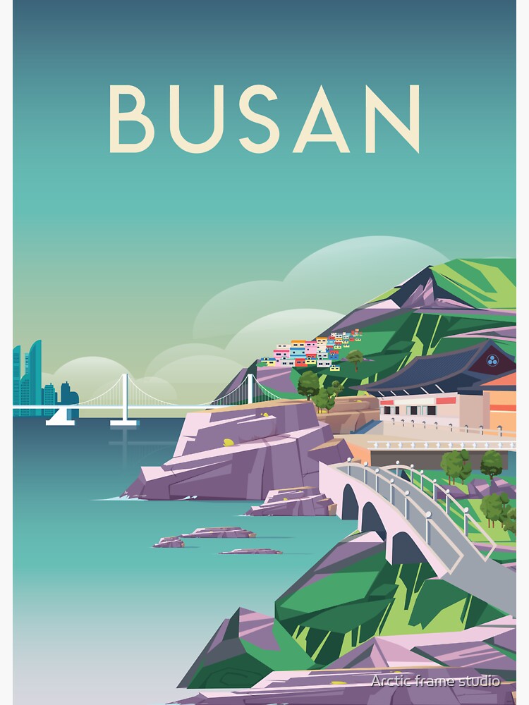 "Korea Busan city travel poster" Sticker for Sale by Caravanstudio ...