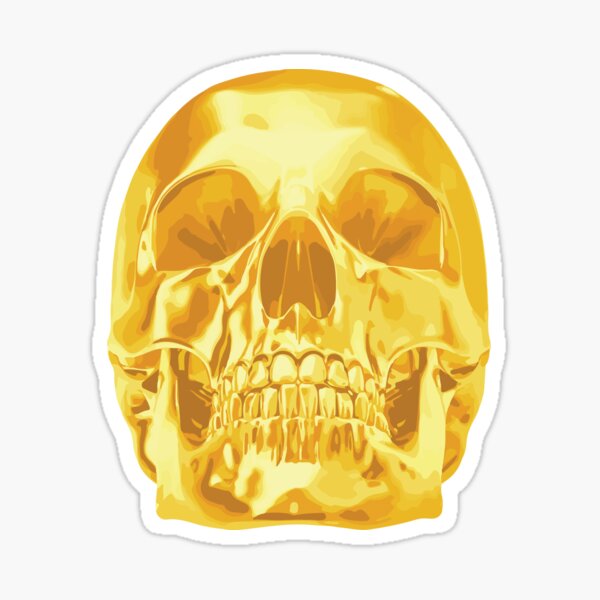 "Gold skull illustration" Sticker for Sale by Moin-by-mmocib | Redbubble