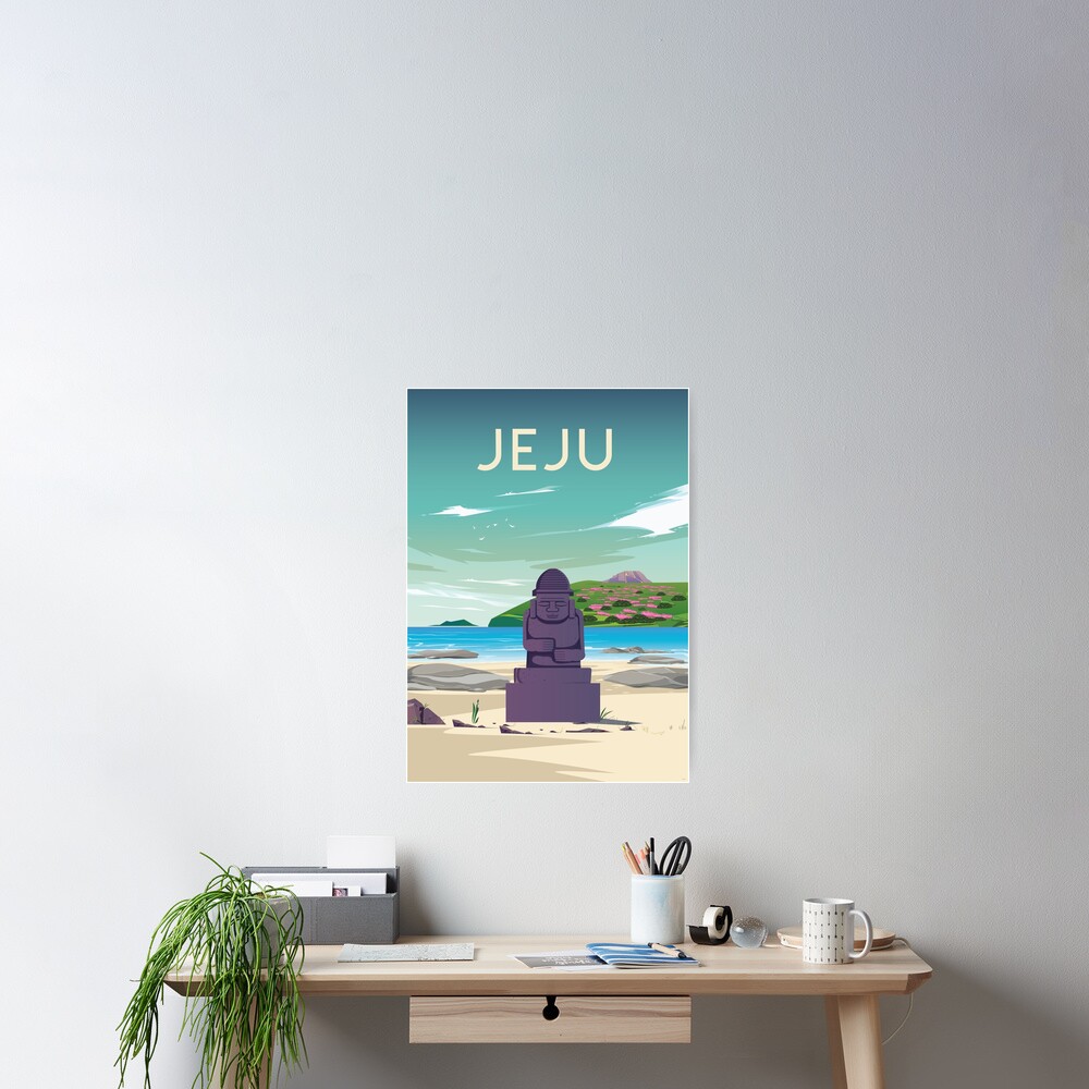 "jeju korea travel poster city poster" Poster for Sale by Caravanstudio ...