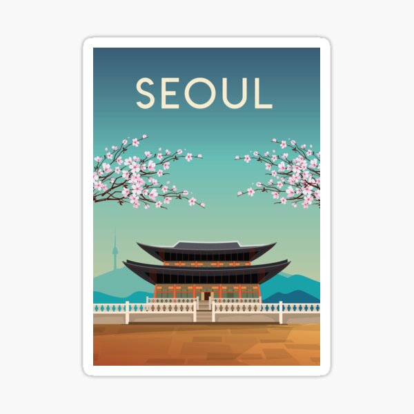"Seoul Korea south Korea travel poster" Sticker for Sale by ...