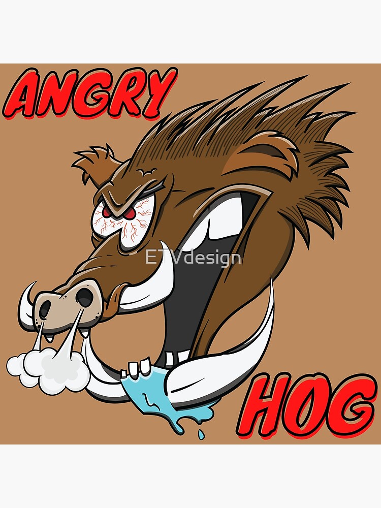 ""Angry Hog" Wild Hog Cartoon Boar Funny Animal Pig Head" Poster for ...