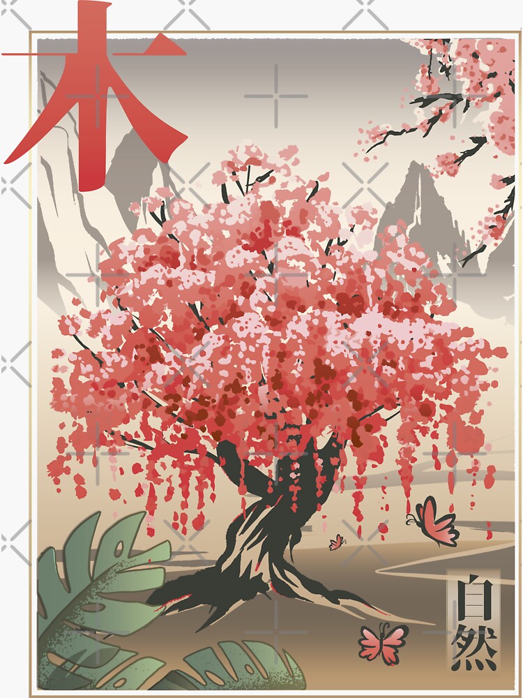 "Japanese sakura tree" Sticker by Rob-Son | Redbubble