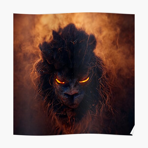 "Evil Lion Head With Fiery Eyes" Poster for Sale by ArtisticJayShop ...