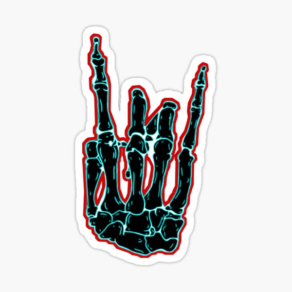 "Rock On Rock Star Skeleton Hand" Sticker for Sale by One-Te | Redbubble