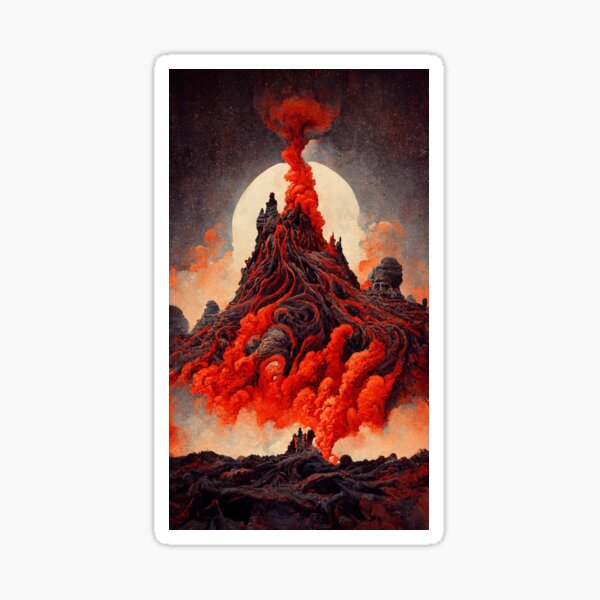 "Erupting Volcano Gouache Illustration " Sticker for Sale by Batkep ...