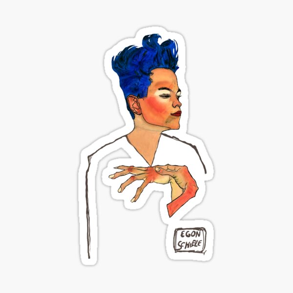 "Egon Schiele "Blue Hair"" Sticker for Sale by ArtOfSilentium | Redbubble
