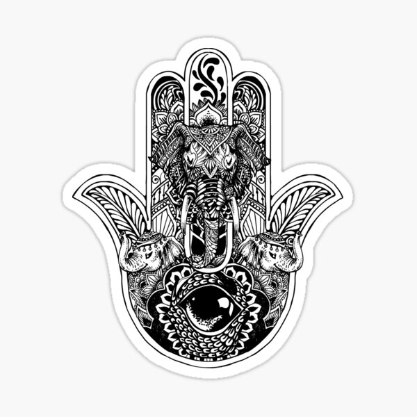 "Hamsa Hand Elephant" Sticker for Sale by Huebucket | Redbubble