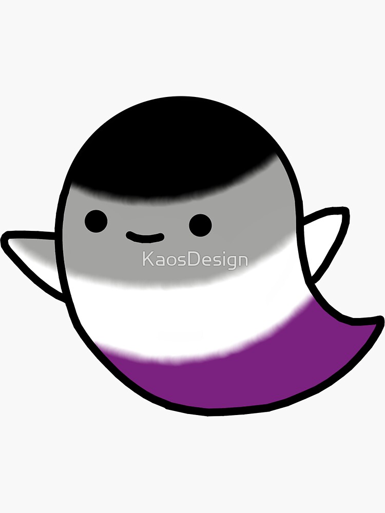 Asexual Ghost Cute Ghost In Asexual Pride Flag Colors Sticker For