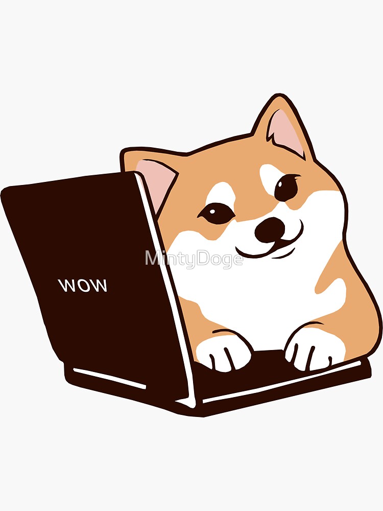 "Laptop Shibe" Sticker for Sale by MintyDoge | Redbubble