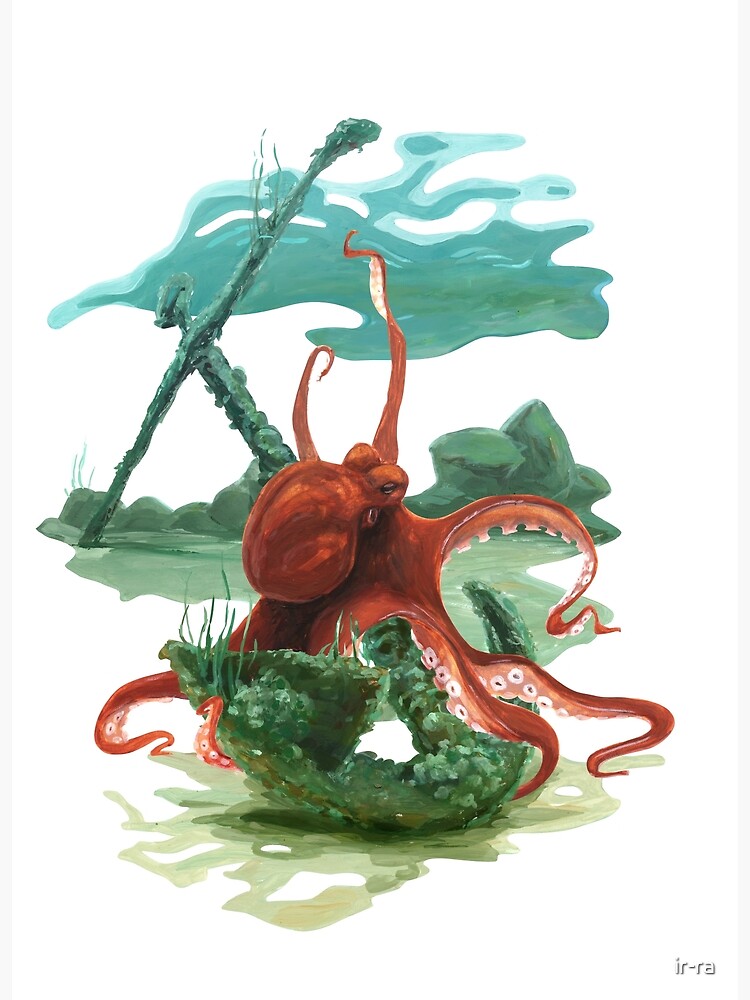 "Octopus with anchor on sea bottom" Poster for Sale by ir-ra | Redbubble