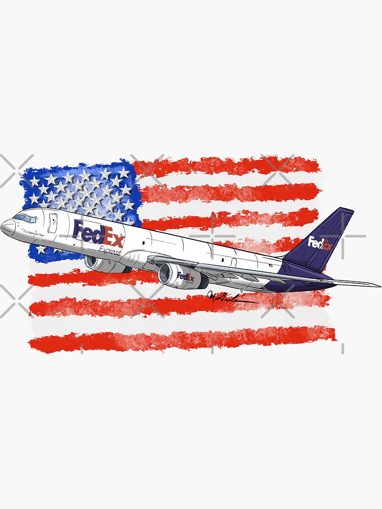 "American Flag Fed Ex Shipping Boeing 767" Sticker for Sale by ...