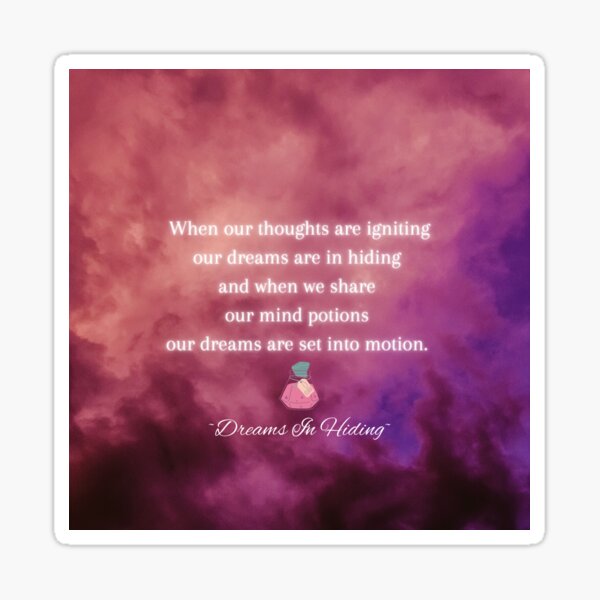 "Dreams In Motion Poem Pin Design Format" Sticker for Sale by ...
