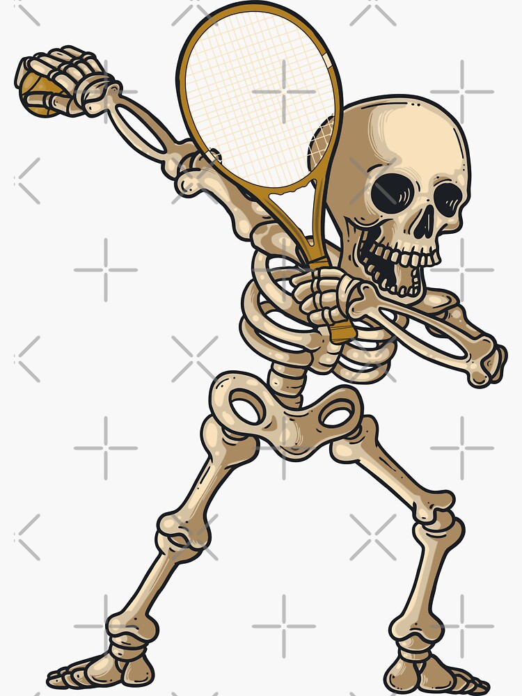 "Tennis Dabbing Skeleton Tennis with Racket Halloween Costume" Sticker ...