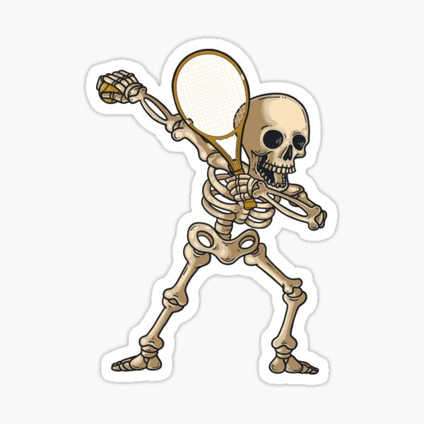"Tennis Dabbing Skeleton Tennis with Racket Halloween Costume" Sticker ...