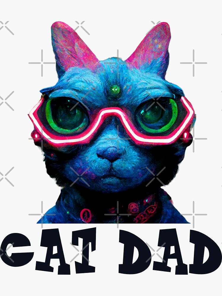 "funky neon cat dad aesthetic meme" Sticker for Sale by cocomelon28 ...