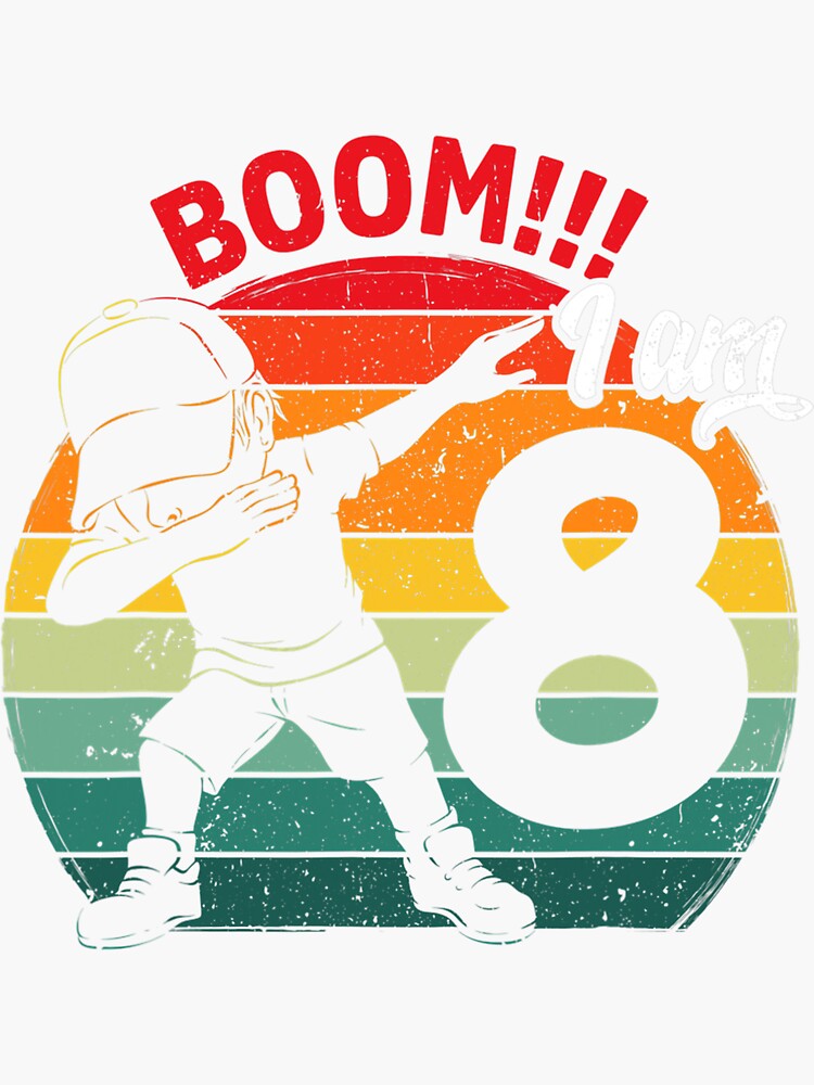 "Dabbing Boy 8th Birthday Party 8 Eight Years Old Kids Boys" Sticker ...
