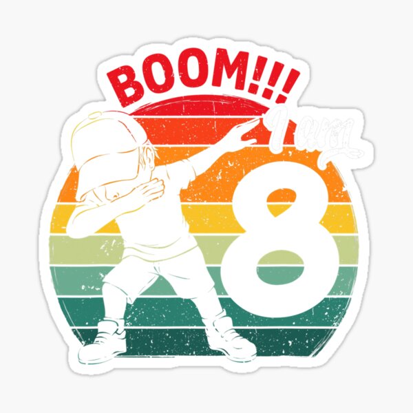 "Dabbing Boy 8th Birthday Party 8 Eight Years Old Kids Boys" Sticker ...