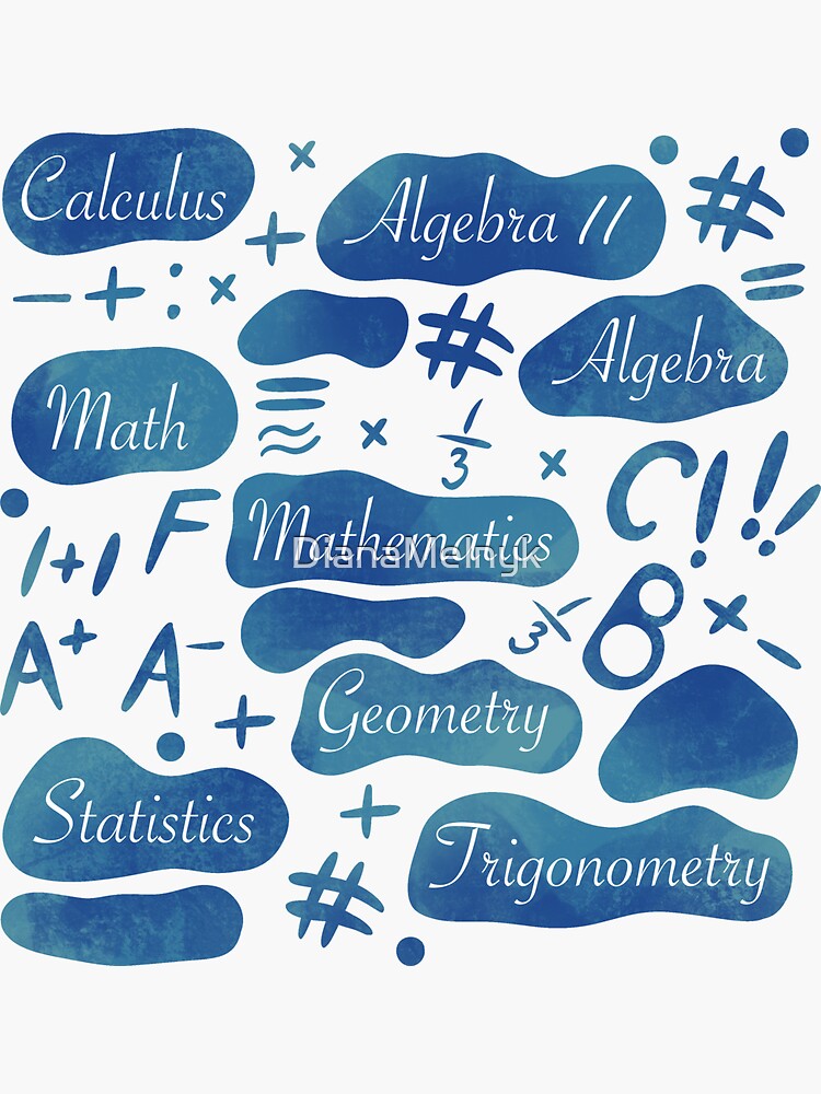 "School subjects set math, blue" Sticker for Sale by DianaMelnyk ...