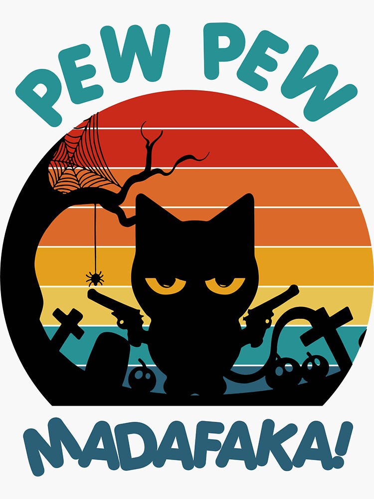 "Funny Guns Retro Cat" Sticker for Sale by seventeen76shop | Redbubble