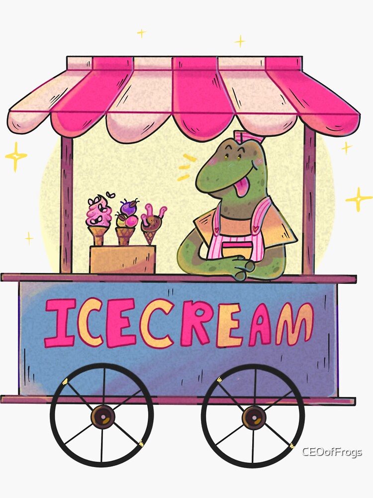 "Frog Icecream Man" Sticker for Sale by CEOofFrogs | Redbubble