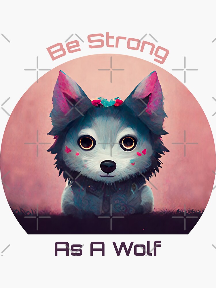 "Be Strong As A Wolf Cute Colorful Kawaii" Sticker for Sale by ...