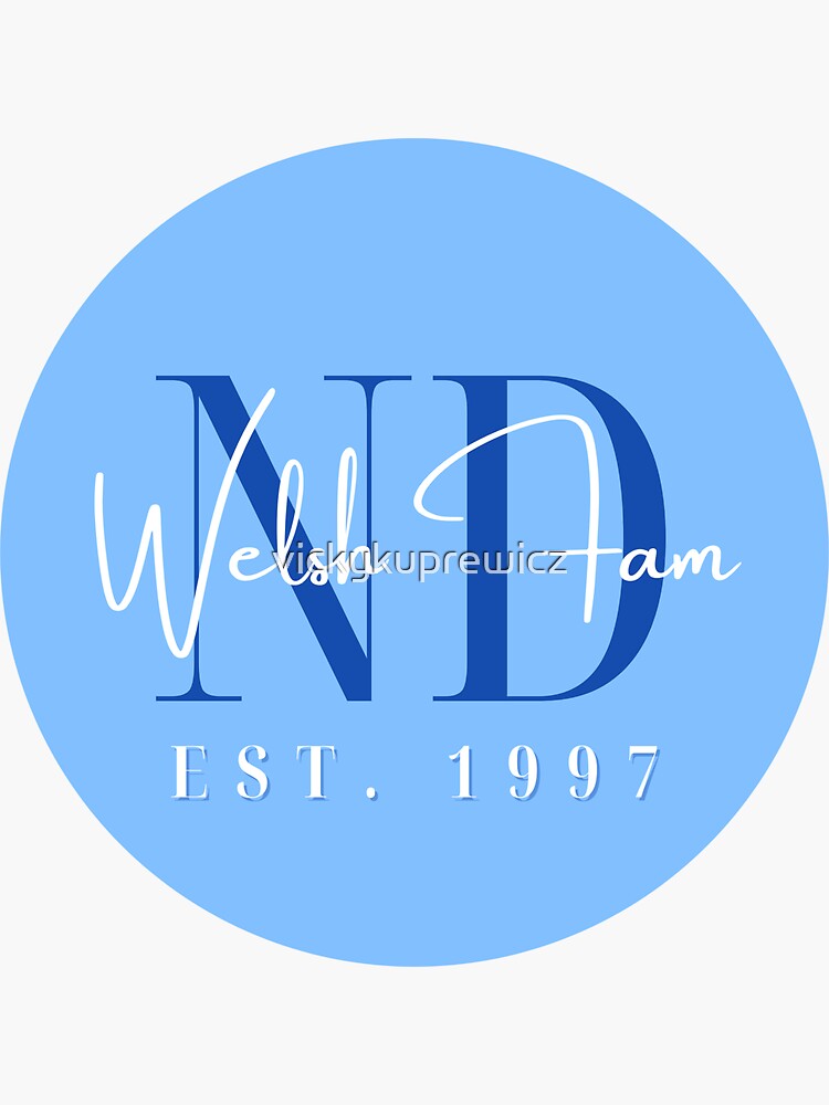 "Welsh Fam Notre Dame" Sticker for Sale by vickykuprewicz | Redbubble