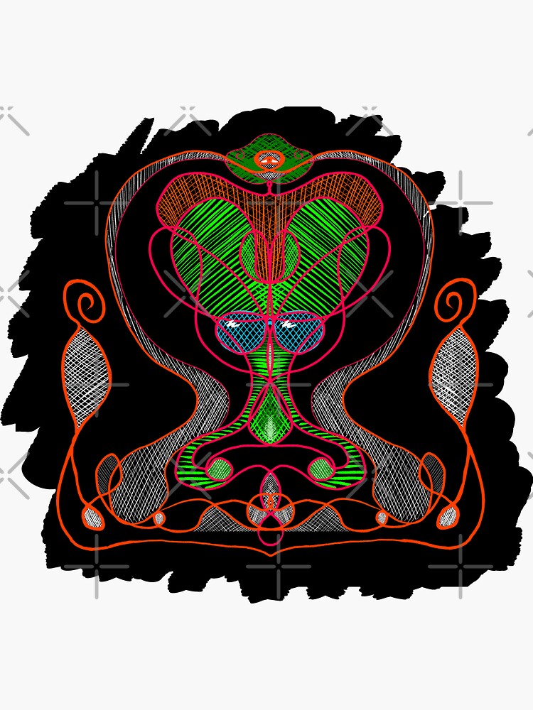 "Alien Line Art" Sticker for Sale by JacquiLoGa | Redbubble