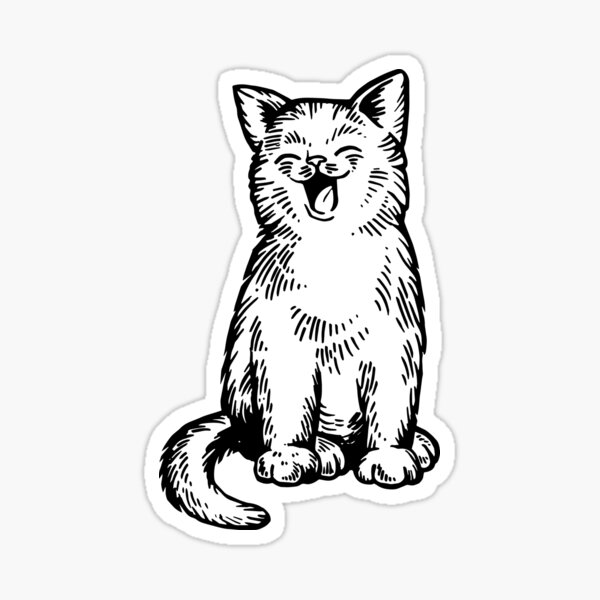 "Yawning cute kitty cat white color" Sticker for Sale by alexwro ...