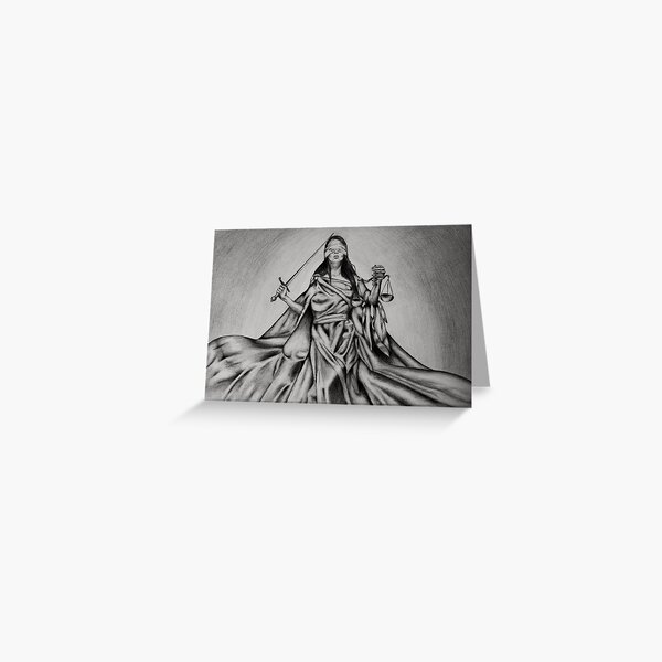 "Lady Justice aka Themis (graphite pencil drawing)" Greeting Card for ...