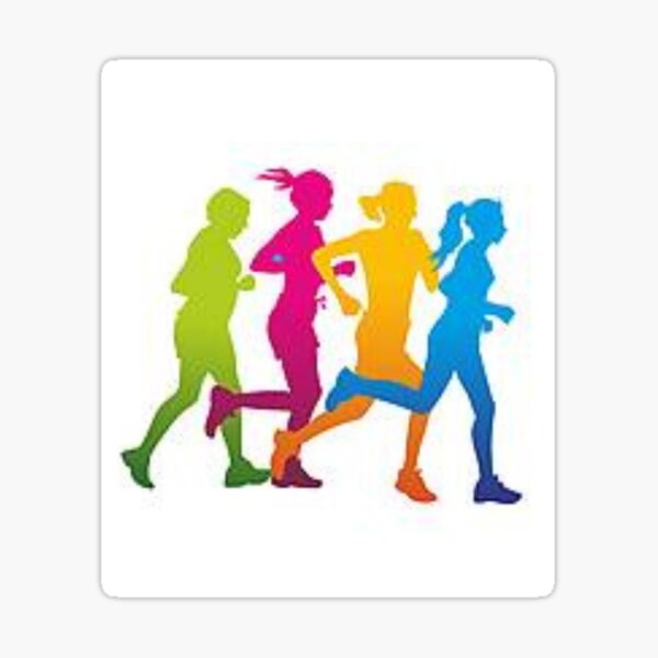 "Women jogging silhouette art print." Sticker for Sale by ...