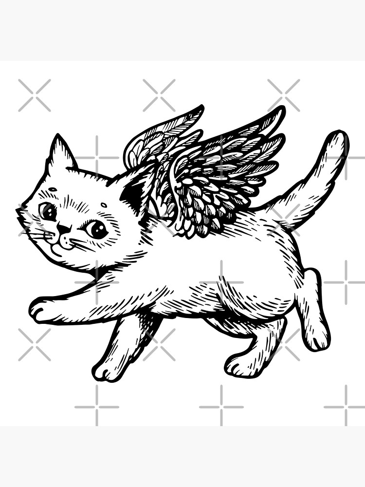 Póster «Ángel volando lindo gatito. el color blanco» de alexwro | Redbubble