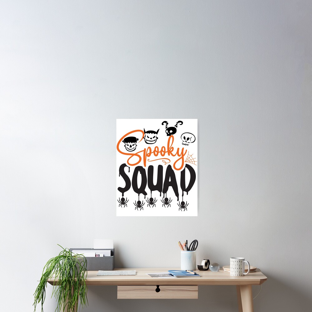 "Spooky Zombie Halloween Squad Logo" Poster for Sale by AllHolidayLong ...