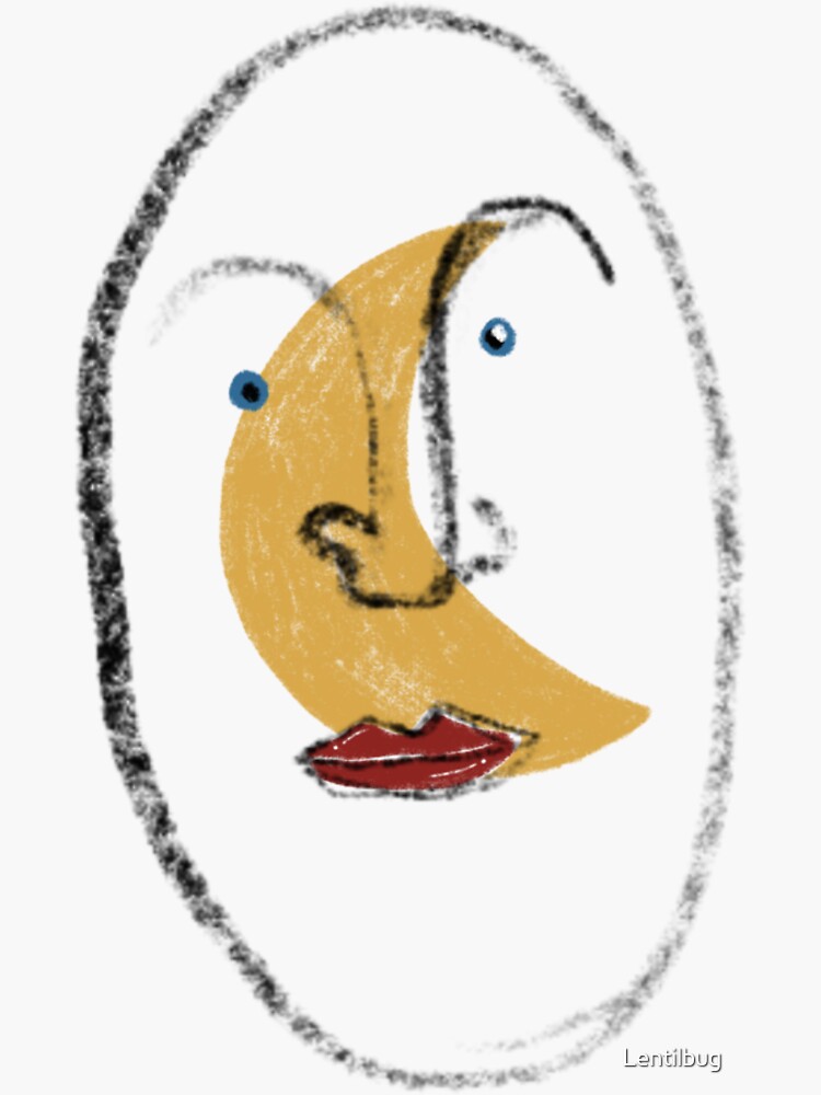 "Moon Face" Sticker for Sale by Lentilbug | Redbubble