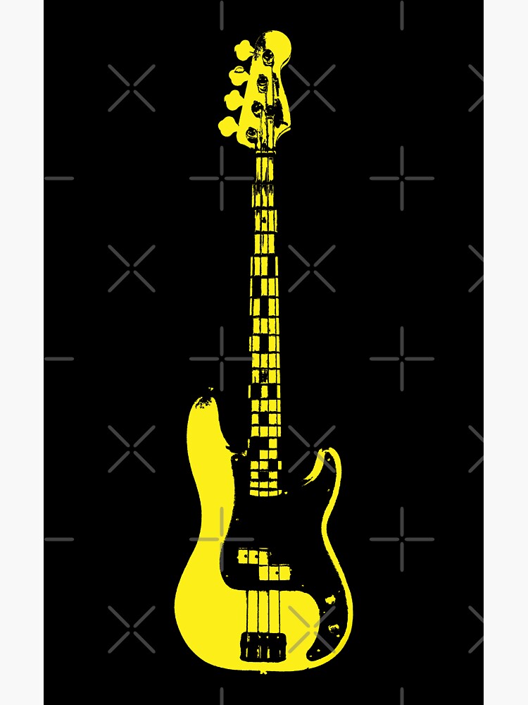 "Bass Guitar Cutout - Yellow" Sticker for Sale by QuarterMoon | Redbubble