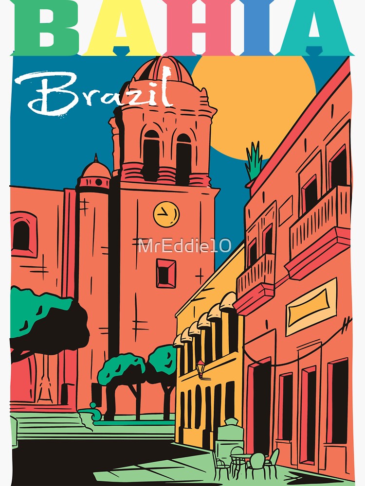 "Streets of Bahia Brazil Vintage Art" Sticker for Sale by MrEddie10 ...
