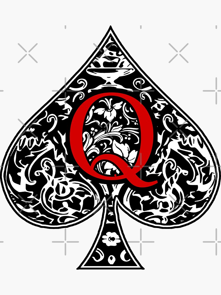 "Queen of Spades Red Q " Sticker for Sale by dionysusbosch | Redbubble