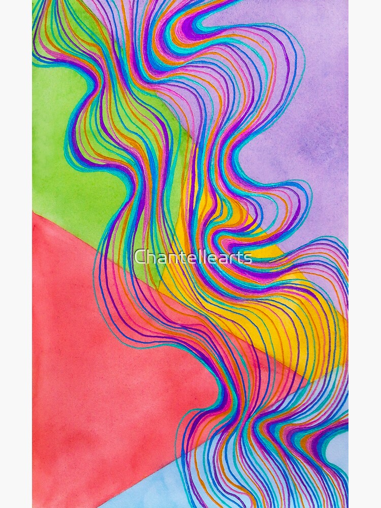 "Abstract Colorful Line Art Traditionally painted with Watercolor and ...