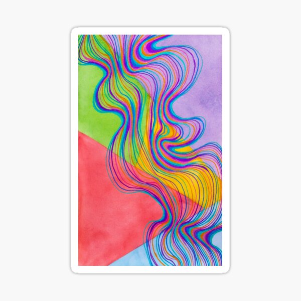 "Abstract Colorful Line Art Traditionally painted with Watercolor and ...