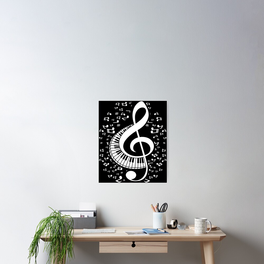 "Treble Clef Keyboard Classical Music Notes Pianist Piano" Poster for ...