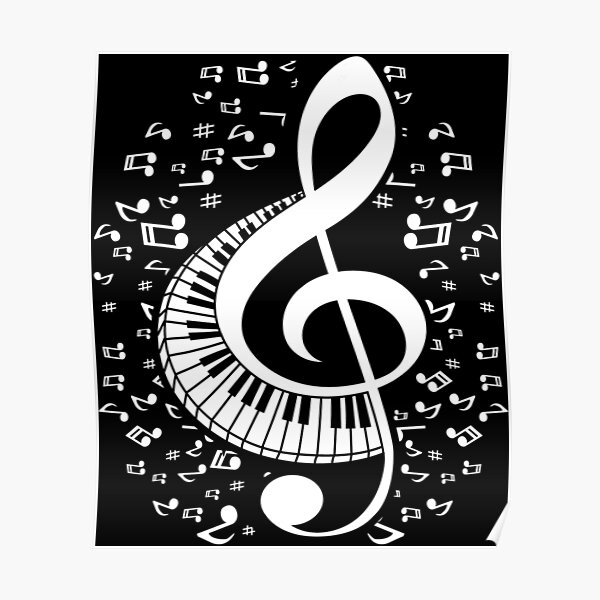 "Treble Clef Keyboard Classical Music Notes Pianist Piano" Poster for ...