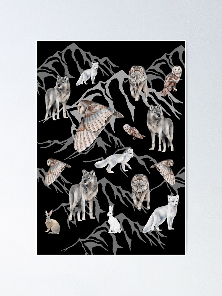 "Mountain Animals In Winter pack" Poster for Sale by BronikowskiART ...