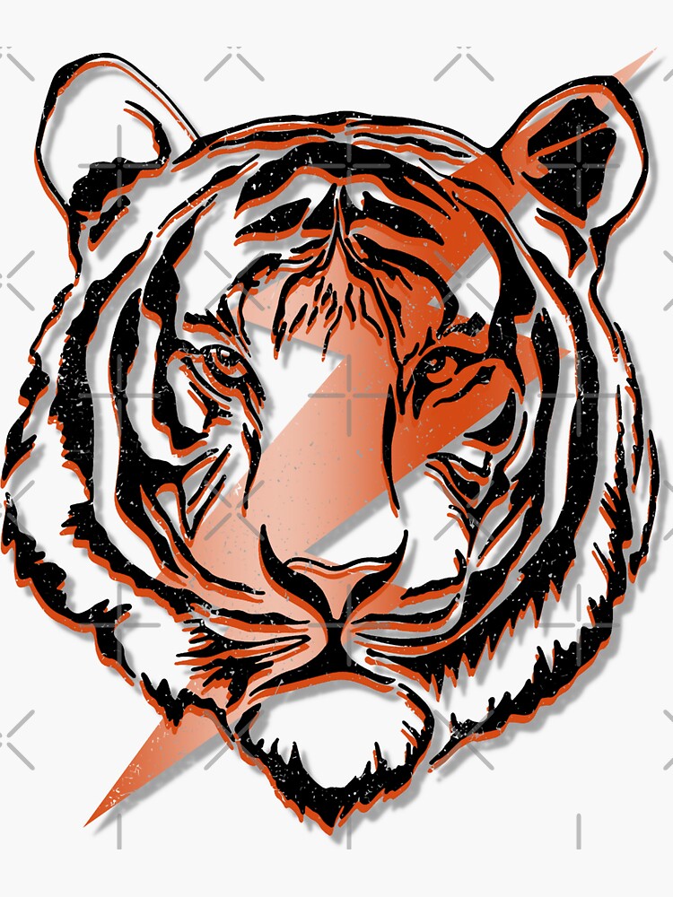"Orange Tiger With Lightning Bolt" Sticker for Sale by Lovemountain ...