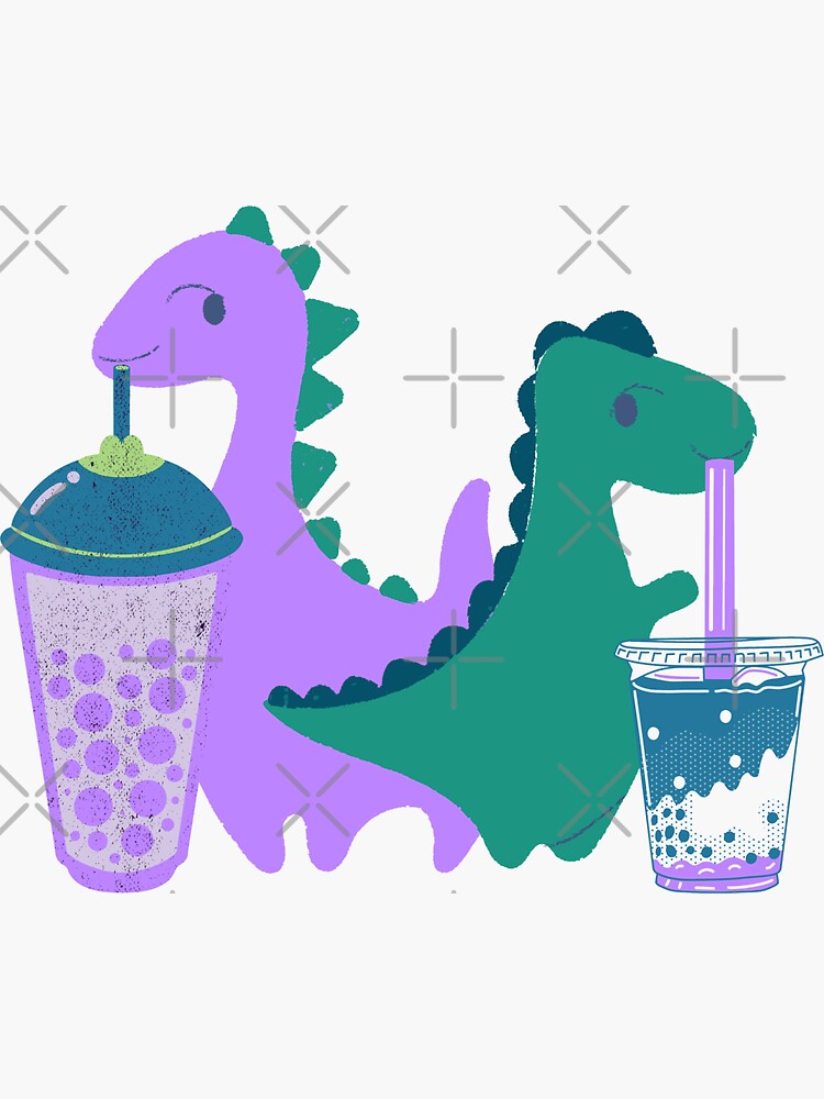 "Drinking Boba Dino" Sticker for Sale by leftyconceptops | Redbubble