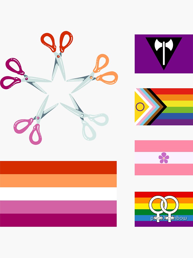 "Lesbian Flag Scissors Subtle Pride Pattern" Sticker for Sale by ...