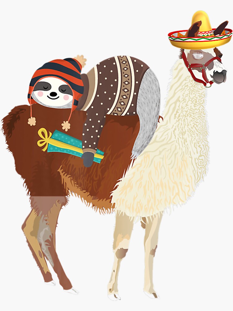 "Sloth Riding Llama Mexican Fiessta Cute Cinco De Mayo" Sticker for ...